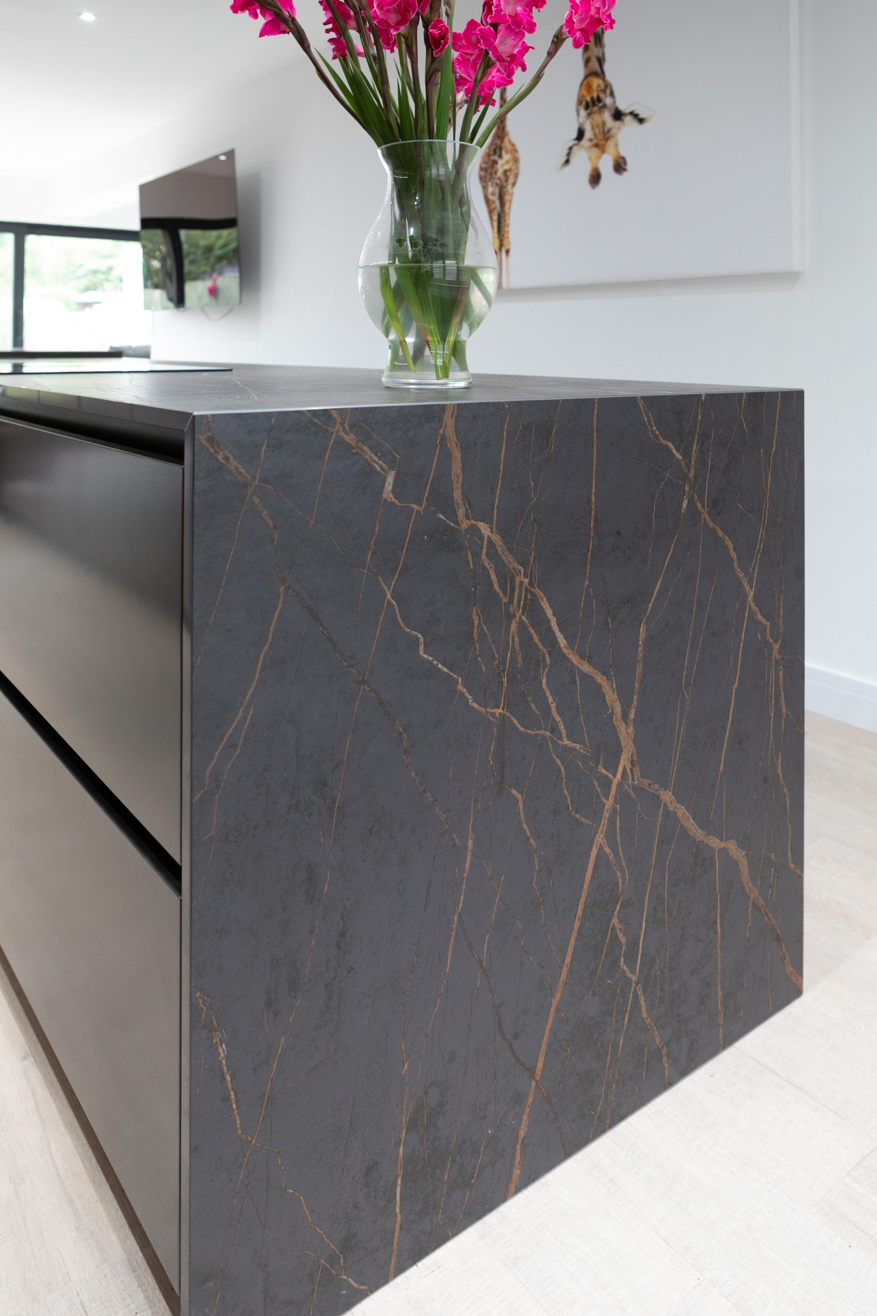 Handleless Carbon Steel & Copper Kitchen With Dekton Laurent Worktops | Kreativ Kitchens